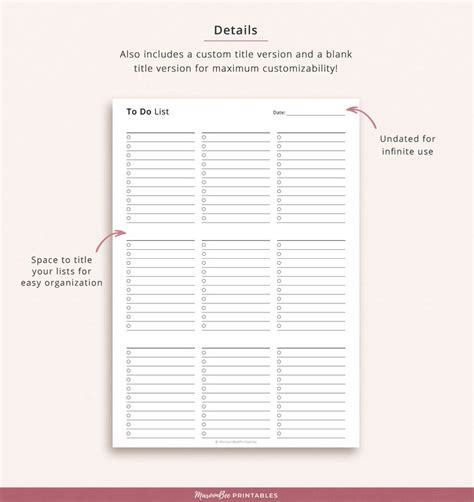 Editable To Do List Printable Planner Insert PDF Fillable PDF Printable PDF Task List