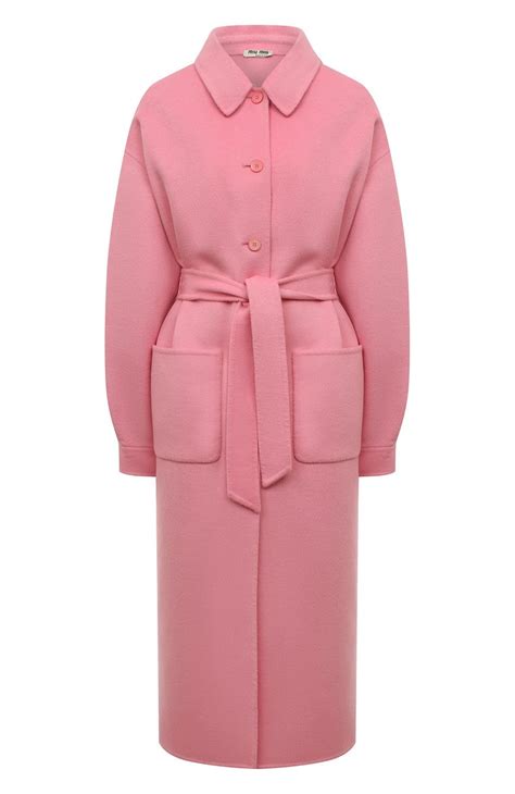 Женское розовое шерстяное пальто Miu Miu купить в интернет магазине ЦУМ арт Ms1896 03h F0028