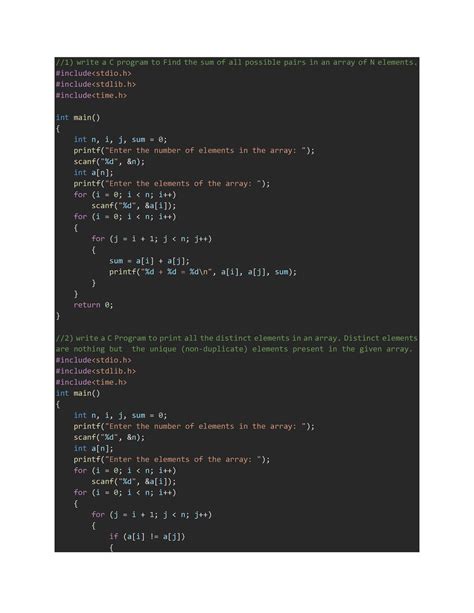 2 Lecture Notes 10 15 1 Write A C Program To Find The Sum Of All Possible Pairs In An