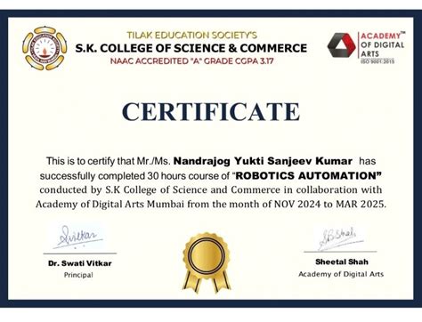 Robotics Automation Learningjourney Skilldevelopment Yukti Nandrajog