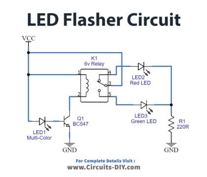 LED Flasher Circuit With Relay