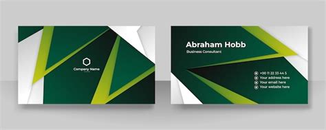 현대 녹색과 검은색 명함 디자인 서식 파일 프리미엄 벡터
