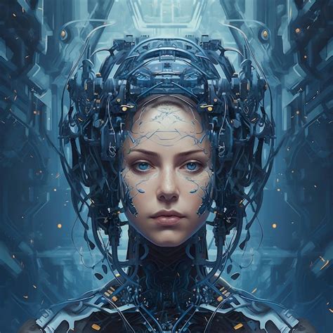 Premium Ai Image Portrait Of A Girl With Artificial Intelligence With An Abstract Background