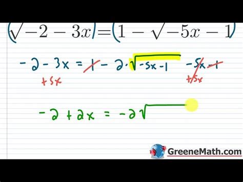 Free Video Solving Radical Equations Part Practice Test Full Solutions From GreeneMath