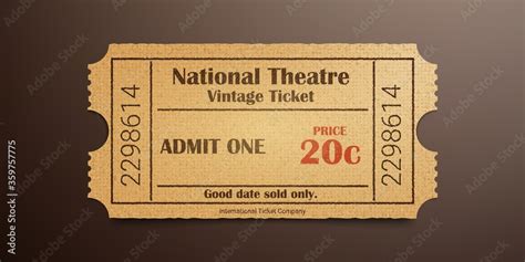 National Theater Vintage Ticket Retro Ticket Template Stock Vector Adobe Stock
