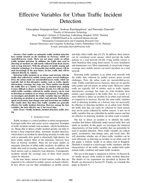Pdf Effective Variables For Urban Traffic Incident Detection