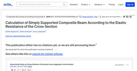 [citation Report] Calculation Of Simply Supported Composite Beam According To The Elastic