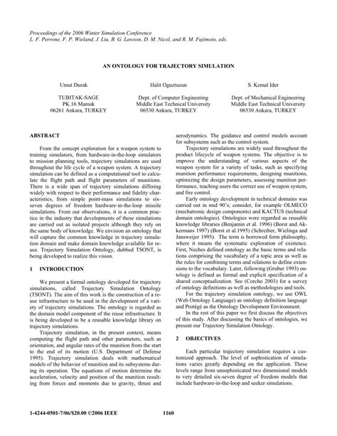 Pdf An Ontology For Trajectory Simulation