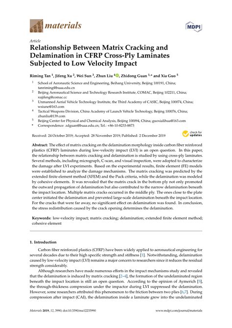 Pdf Relationship Between Matrix Cracking And Delamination In Cfrp