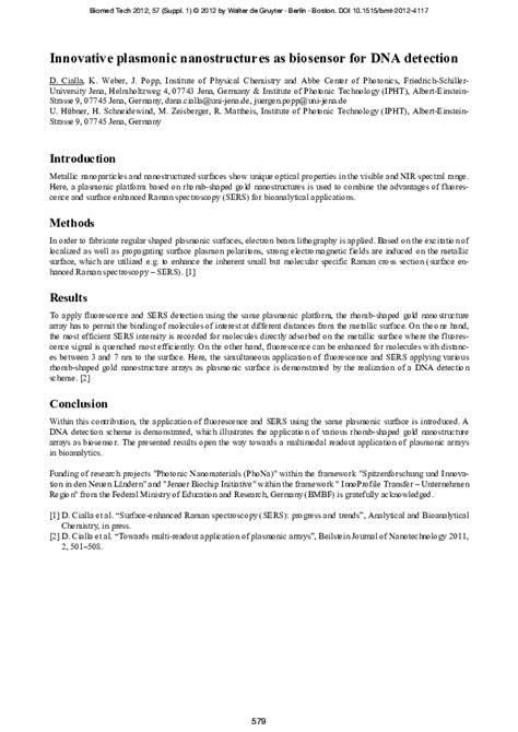 Pdf Innovative Plasmonic Nanostructures As Biosensor For Dna Detection