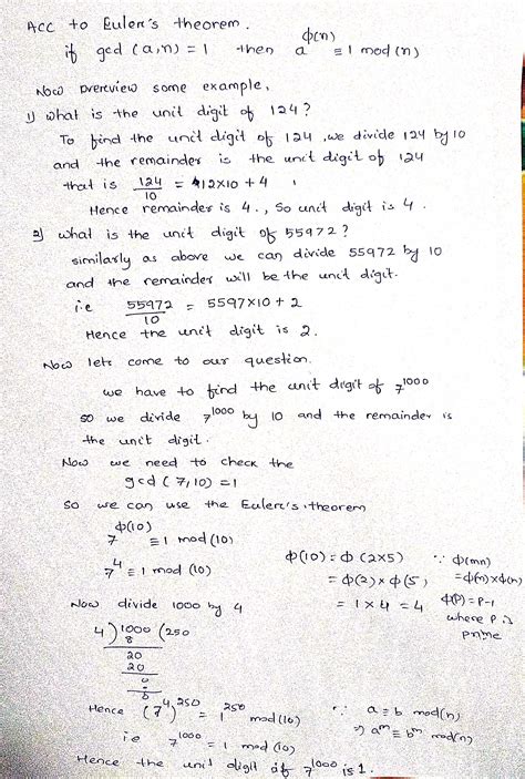 Solved Using Euler S Theorem Please Your Work On How To Compute The