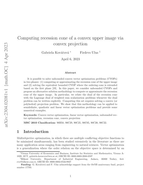 pdf computing recession cone of a convex upper image via convex