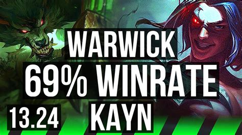 Warwick Vs Kayn Jng 408 69 Winrate Kr Diamond 1324 Youtube