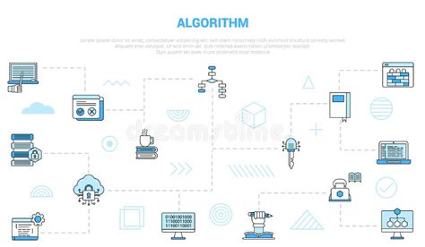 Algorithm Concept With Icon Set Template Banner With Modern Blue Color Style Stock Illustration
