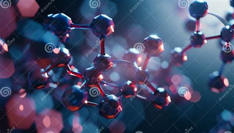 3d Render Of Molecular Structure In Blue And Red Hues Stock