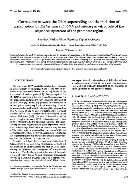Pdf Correlation Between The Dna Supercoiling And The Initiation Of Transcription By
