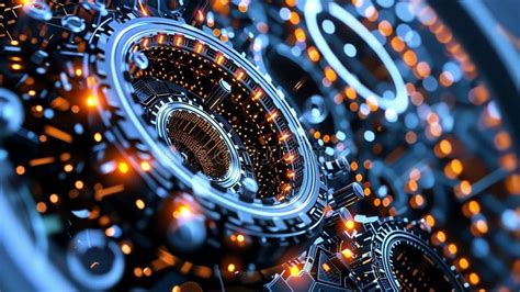Quantum Computing Processing Big Data With Futuristic Gears Rotating
