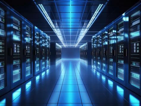 Futuristic Data Center With Advanced Server Technology Premium Ai Generated Image