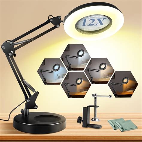 Toolastra 12x Magnifying Glass With Light And Stand 144 Leds Brightest
