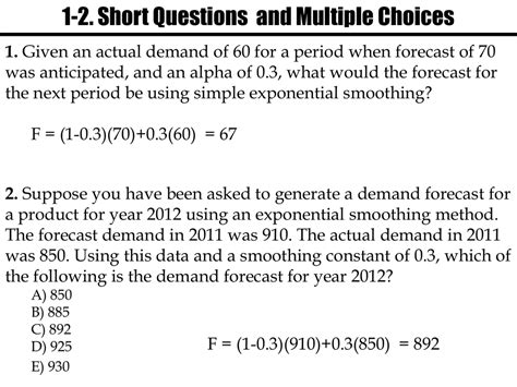 Assignment Exponential Smoothing Problems