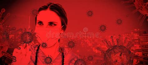 Composite Image Of Young Brunette Woman Doctor Holding An Injection