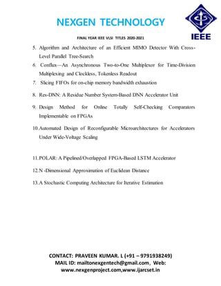 Ieee 2020 21 Vlsi Projects In Pondicherry Ieee Vlsi Projects In Chennai PDF