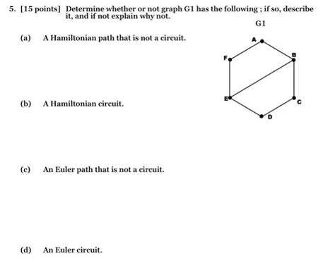 solved 5 [15 points] determine whether or not graph g1 has