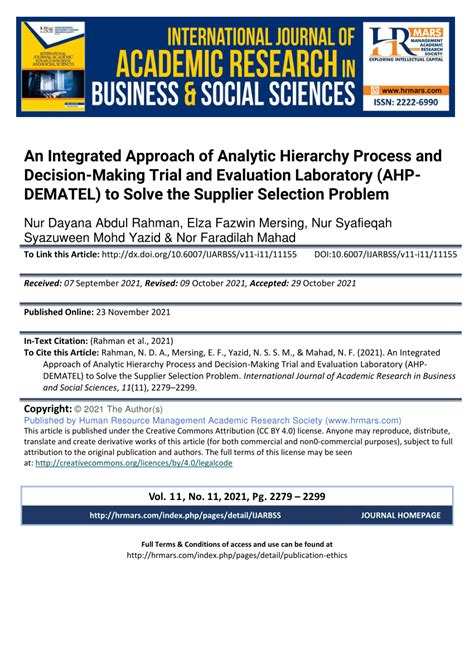 Pdf An Integrated Approach Of Analytic Hierarchy Process And Decision Making Trial And