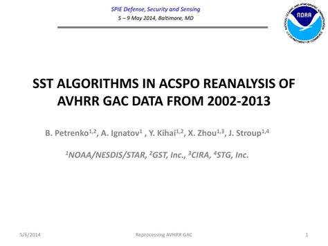 Ppt Sst Algorithms In Acspo Reanalysis Of Avhrr Gac Data From 2002 2013 Powerpoint
