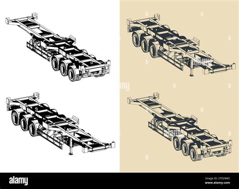 Stylized Vector Illustrations Of Container Semi Trailer Stock Vector Image And Art Alamy