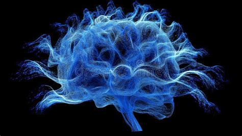 Abstract Blue Digital Brain Network Glowing Particle Structure Stock Illustration