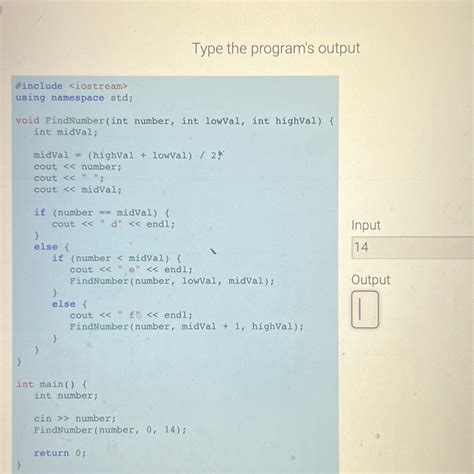 type the program s output include