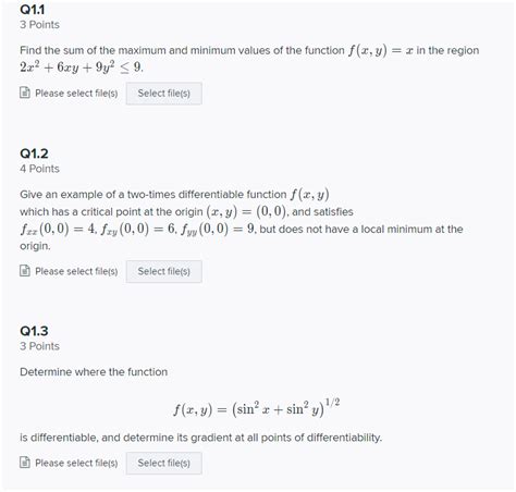 Solved Q11 3 Points Find The Sum Of The Maximum And Minimum