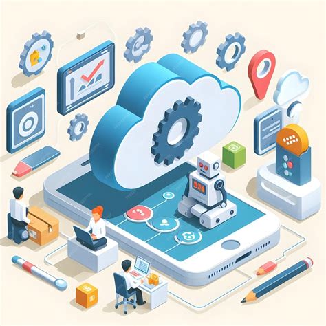3d Flat Vector As Cloud Computing Automation With Robotic Process