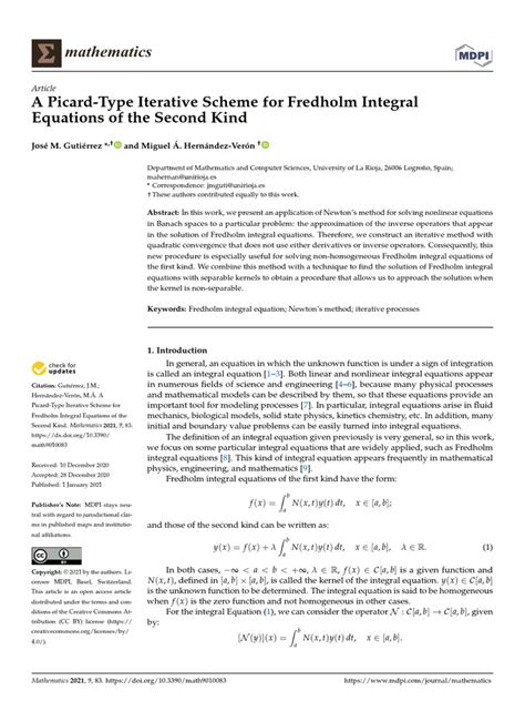 Mathematics 09 00083 Pdf Integral Equation Teaching Mathematics