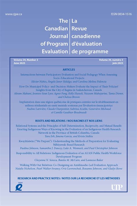 Canadian Journal Of Program Evaluation Home University Of Toronto Press