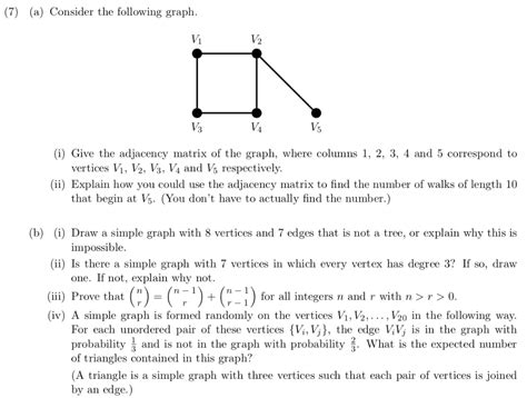 solved 7 a consider the following graph v1 v2 v3 v4 v5