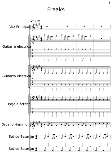 Freaks Sheet Music For Voice Lead Electric Guitar Electric Bass