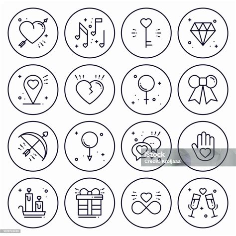 라인 아이콘 개념 세트를 사랑 해요 해피 발렌타인 하루 표지판 및 기호 사랑 부부 관계 데이트 결혼 휴가 낭만주의 사랑 테마 심장 입술 선물입니다 개념에 대한 스톡 벡터