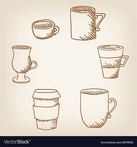 Set Of Hand Drawncoffee Mugs And Cups Royalty Free Vector