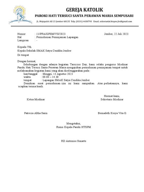 Surat Izin Pinjam Lapangan Pdf