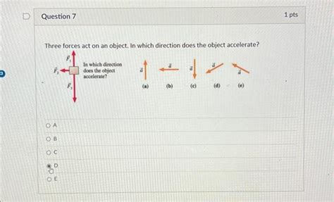 solved three forces act on an object in which direction