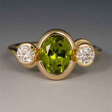 Ring Peridot Arizona Diamonds 18ky Laurie Donovan Designs