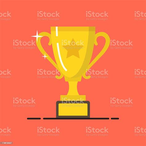 골든 위너 컵 트로피 컵 평면 만화 아이콘입니다 벡터 그림입니다 1위에 대한 스톡 벡터 아트 및 기타 이미지 1위 Championship 경기 스포츠 Istock
