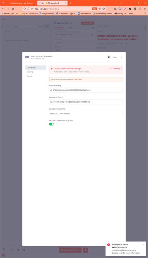 Woocommerce Unknown Error With Credentials For Local Staging Server Questions N8n Community