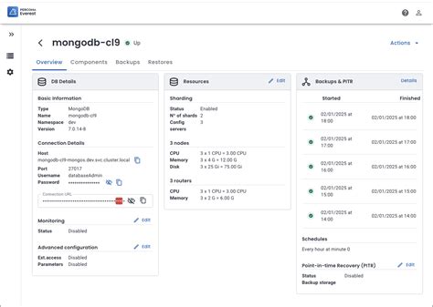 Database View Percona Everest