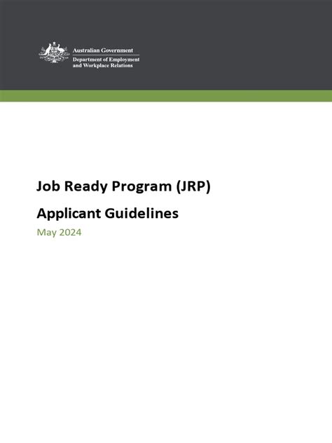Job Ready Program Applicant Guidelines May 2024 Pdf Employment