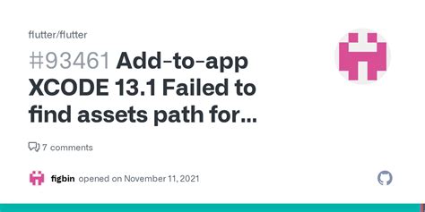 add to app xcode 13 1 failed to find assets path for frameworks app framework flutter assets