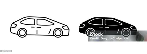 추상 자동차 아이콘입니다 자동차 표지판입니다 차량 벡터 일러스트 레이 션 세단 실루엣 자동 운송 픽토그램 드라이버 기호 교통 그래픽 표지판 고립 된 선 또는 두 가지