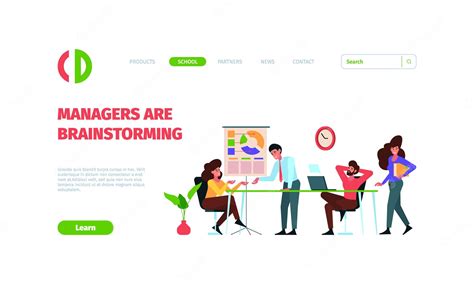 Premium Vector Business Landing Managers Brainstorming Dialogue